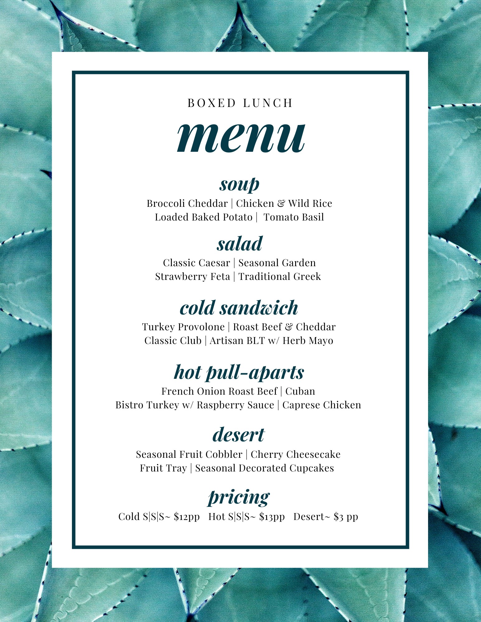 Menus & Pricing – Buckin Hot Catering